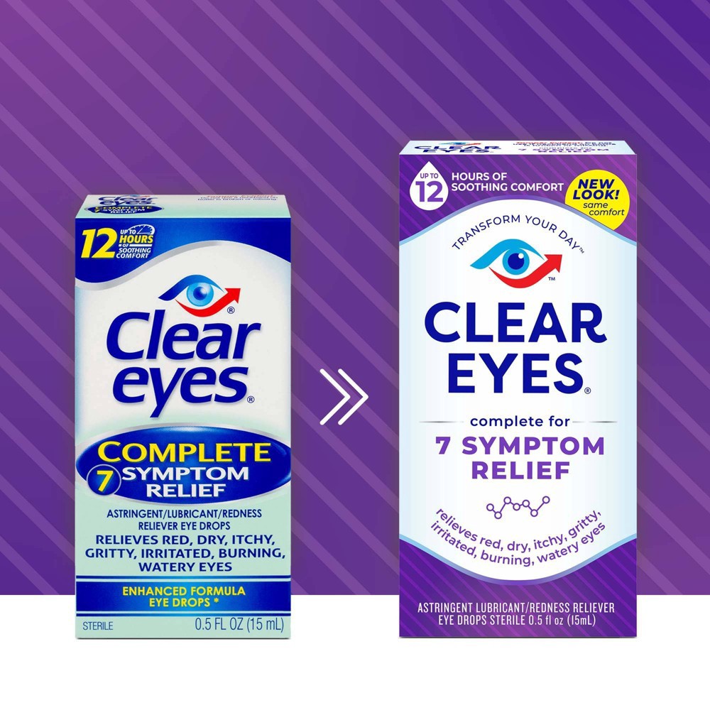 Clear Eyes Complete 7 Symptom Relief Astringent/Lubricant/Redness ...