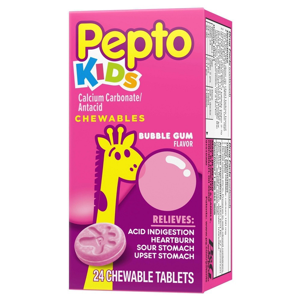 Pepto Kid's Bubblegum Flavor Chewable Tablets for Heartburn, Acid ...