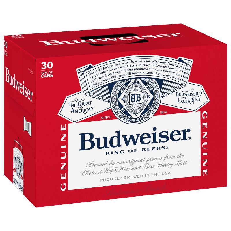 Budweiser Lager Beer - 30pk/12 fl oz Cans 30 ct; 12 fl oz | Shipt