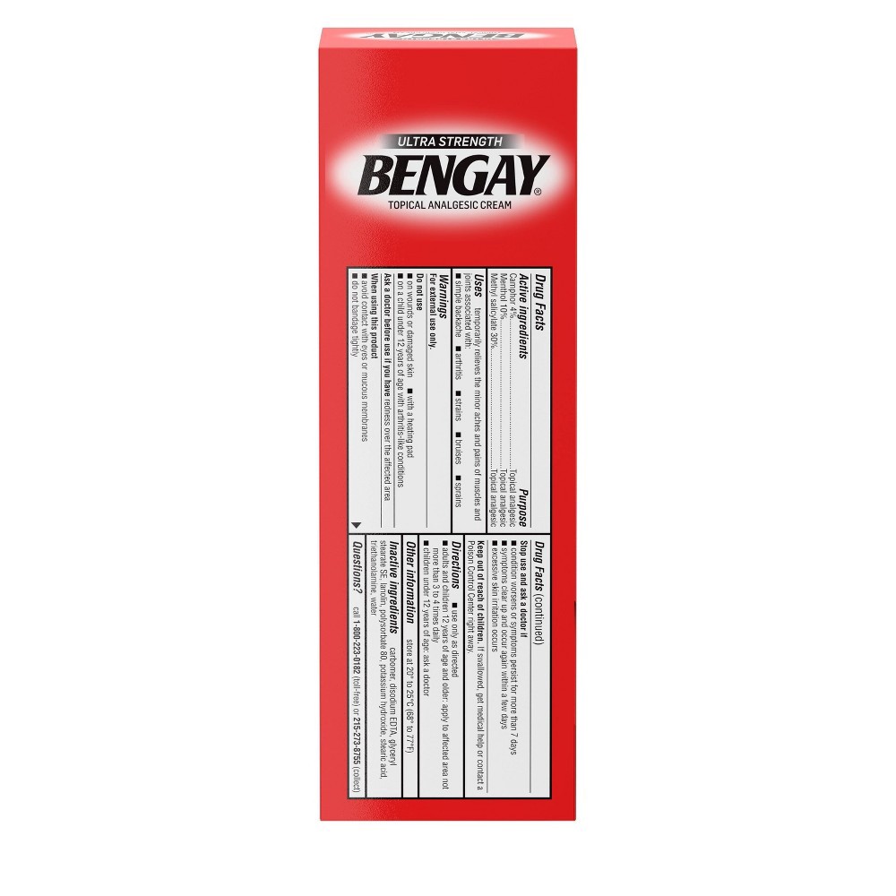 Ultra Strength Bengay Topical Pain Relief Cream, Non-Greasy Topical ...