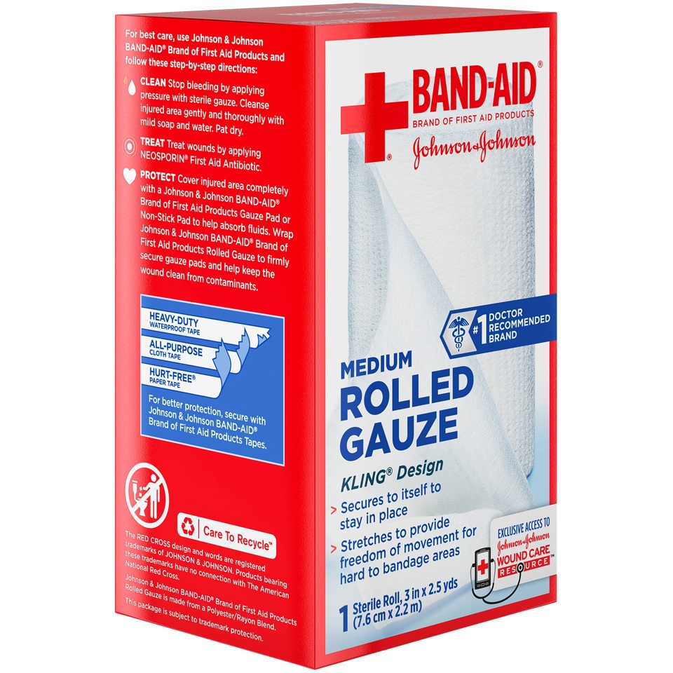 BAND-AID Medium Rolled Gauze Kling Design 20 yd | Shipt