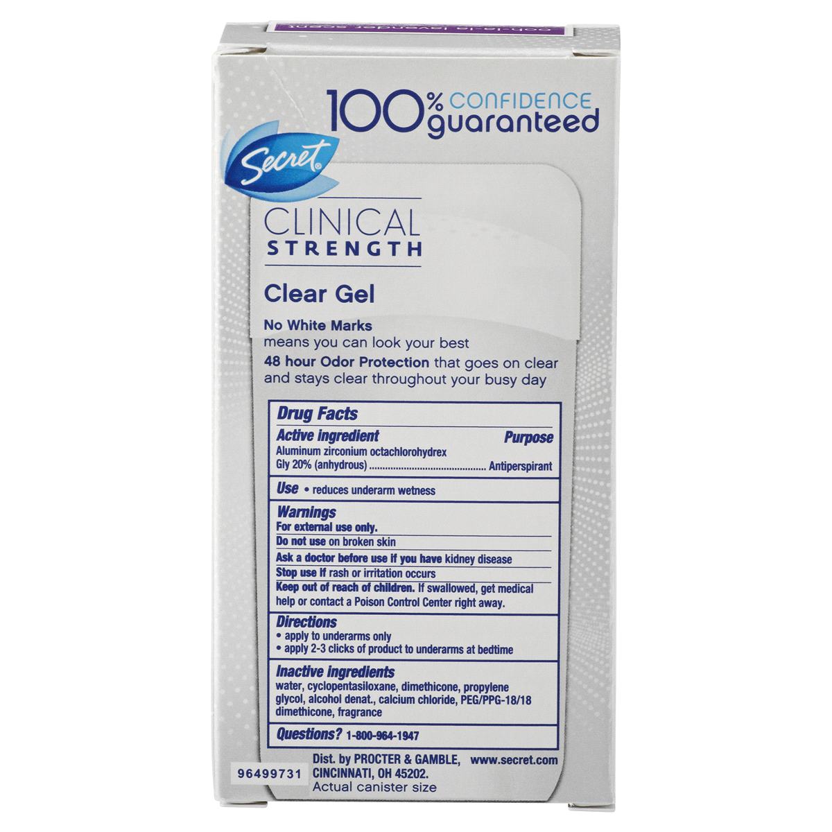 Secret Clinical Strength Clean Lavender Clear Gel Antiperspirant And ...