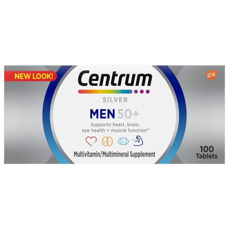 Centrum Silver Men 50+ Multivitamin/Multimineral Supplement Tablets ...
