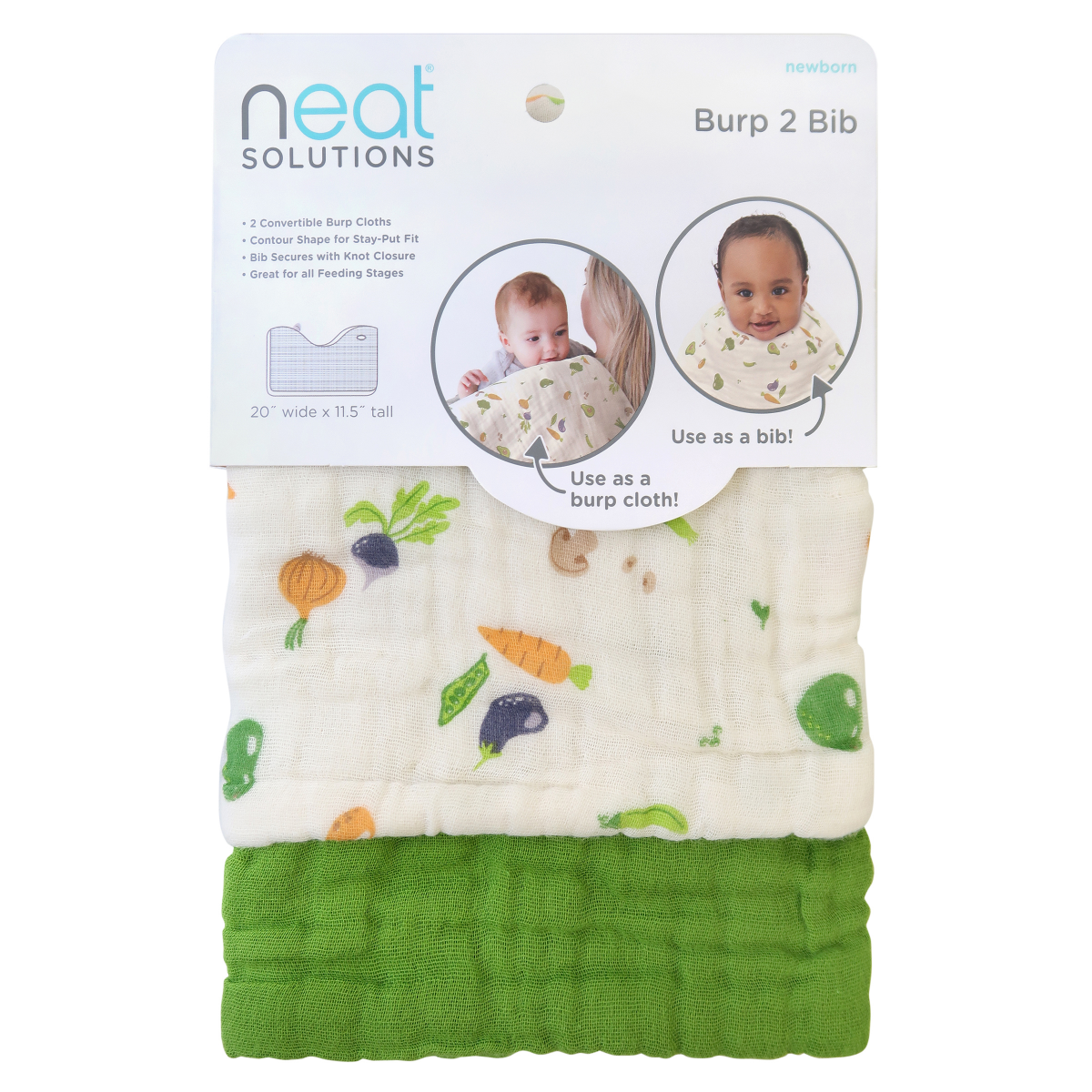 Neat Solutions Neat Sol 2Pk Muslin Bib & Burp Cloth 2-In-1 2 ct | shipt