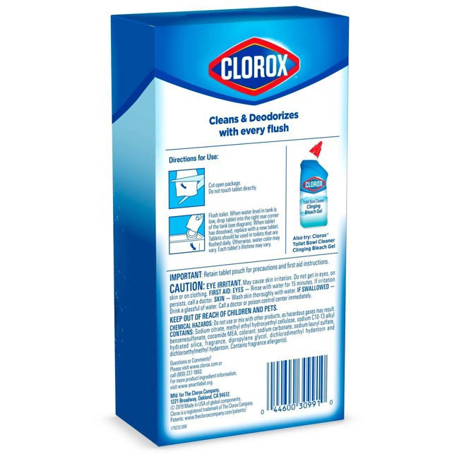 Clorox Ultra Clean Toilet Tablets Bleach & Blue, Rain Clean Scent - 2 ...