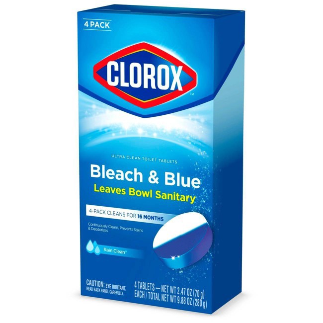 Clorox Ultra Clean Toilet Tablets Bleach & Blue, Rain Clean Scent - 2 ...