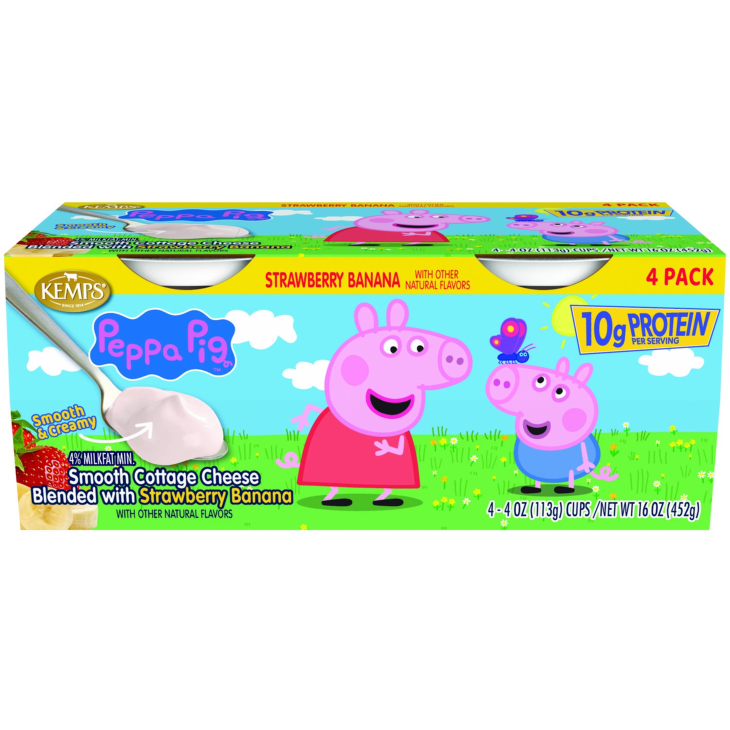 Kemps Peppa Pig Strawberry Banana Smooth Cottage Cheese 4 ct | Shipt
