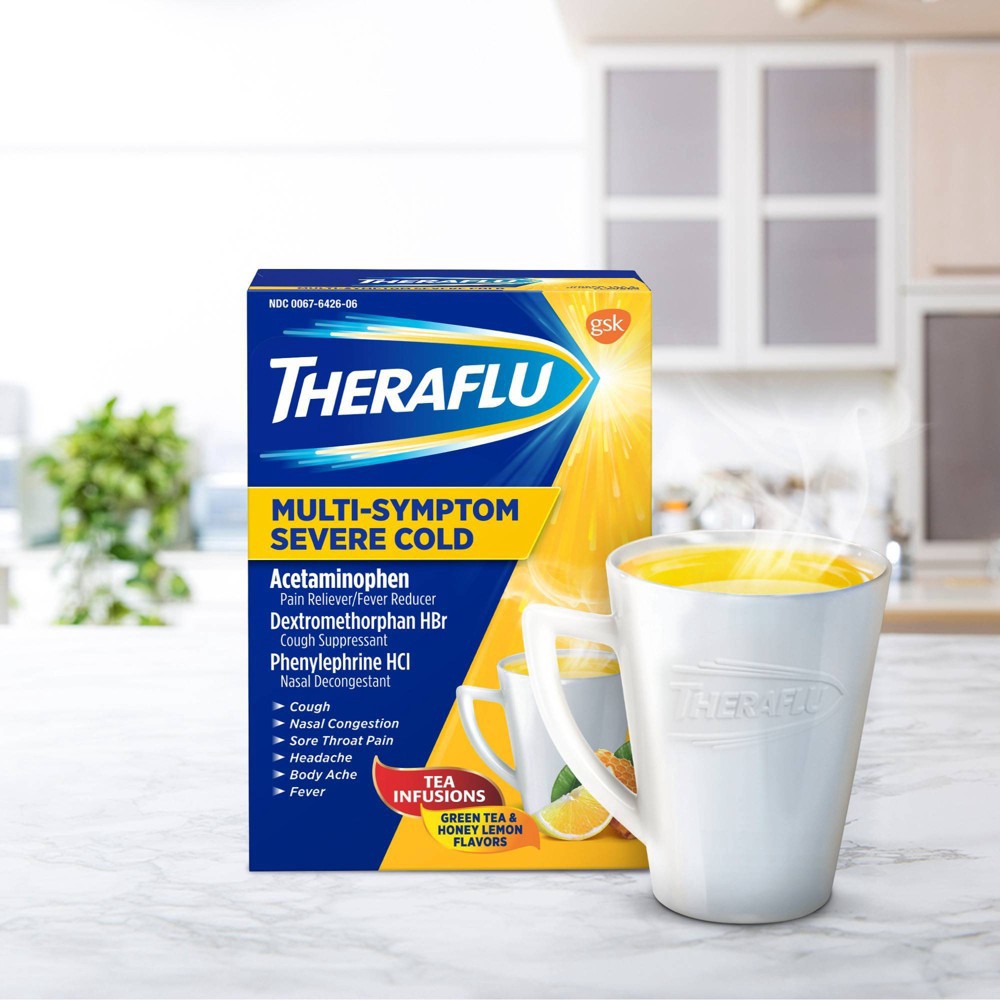 Theraflu Multi-Symptom Severe Cold Medicine, Green Tea and Honey Lemon ...