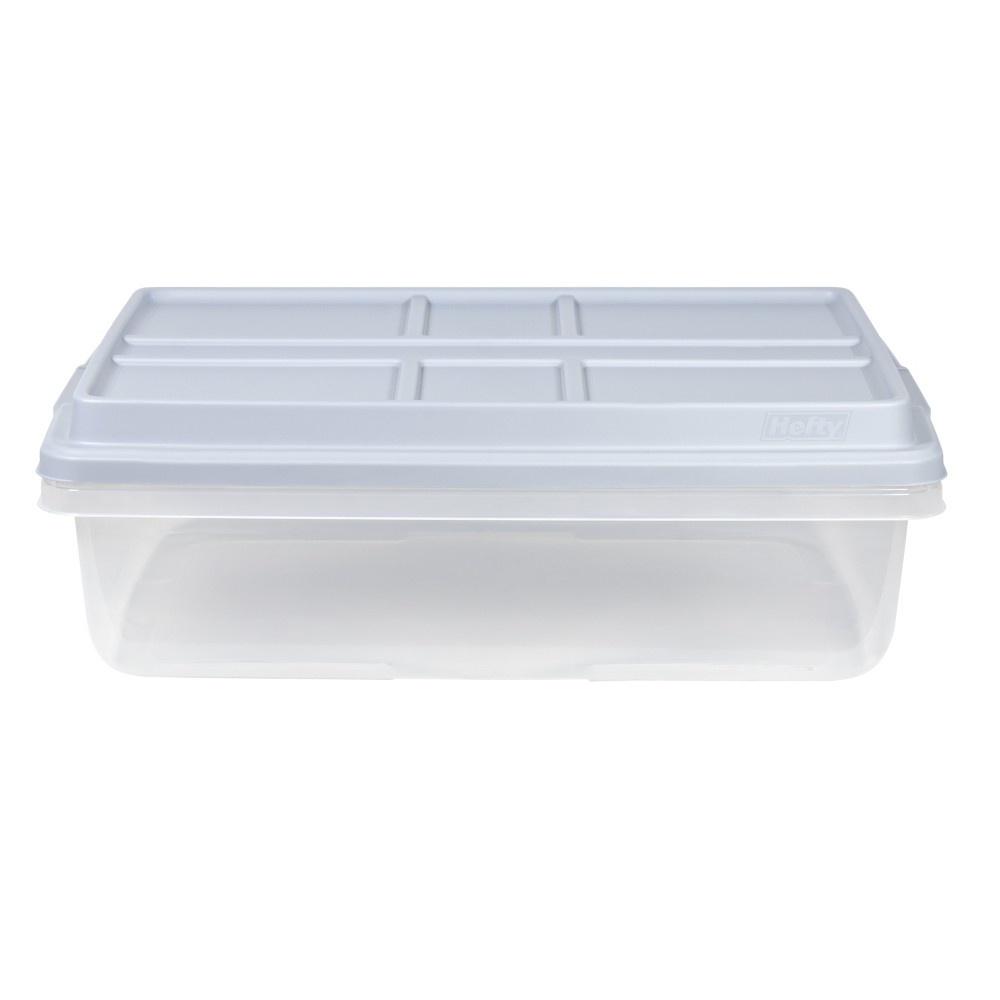 Hefty Clear Plastic Storage Bin with Gray HI-RISE Stackable Lid 40 qt ...