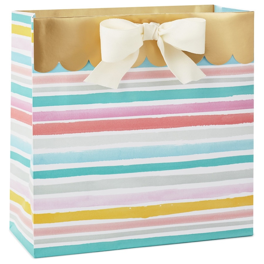 Hallmark Large Square Gift Bag, Watercolor Pastel Stripes 1 ct | shipt