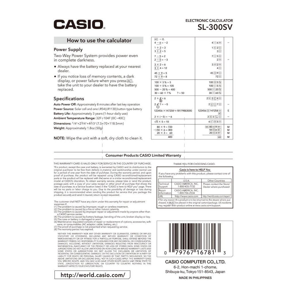 Casio Sl-300Sv Handheld Display Calculator 1 ct | Shipt