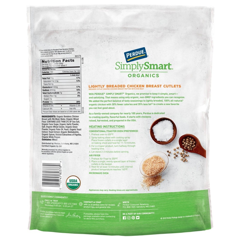 Perdue Simply Smart Organics Lightly Breaded Chicken Breast Cutlets ...