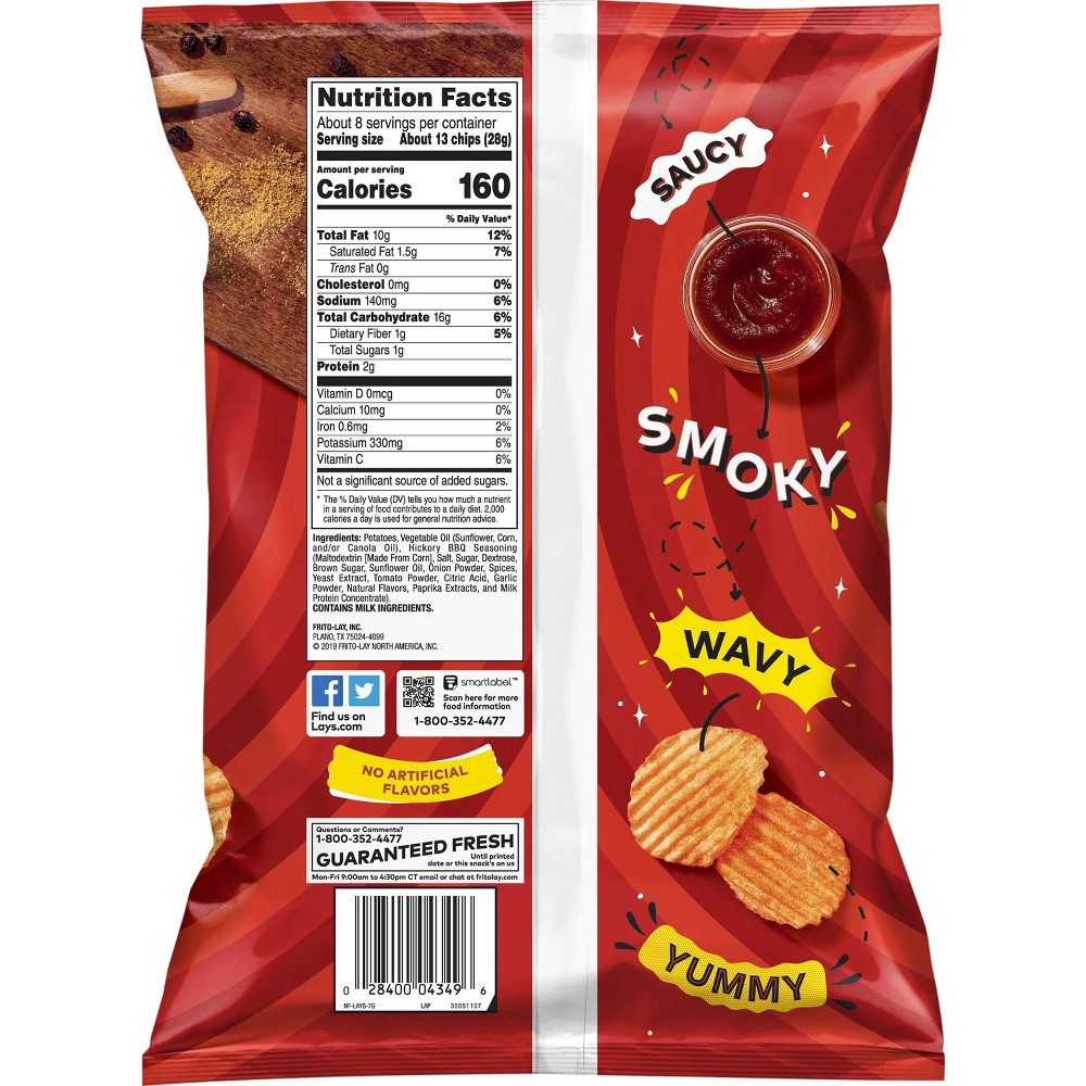 Lay's Wavy Potato Chips Hickory BBQ Flavored 7 1/2 Oz 7.75 oz | Shipt