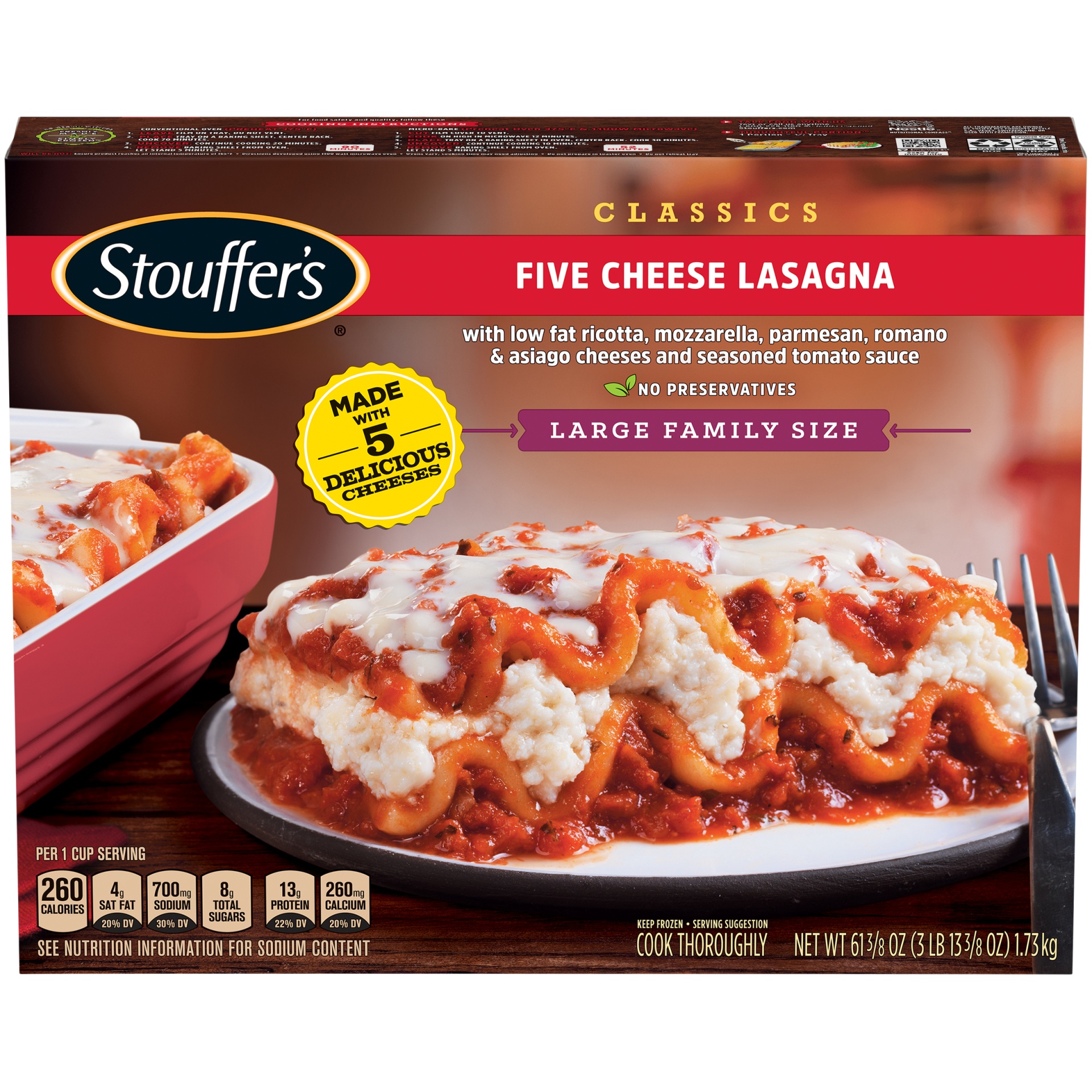 Stouffer's Large Family Size Five Cheese Lasagna 61.375 oz | Shipt