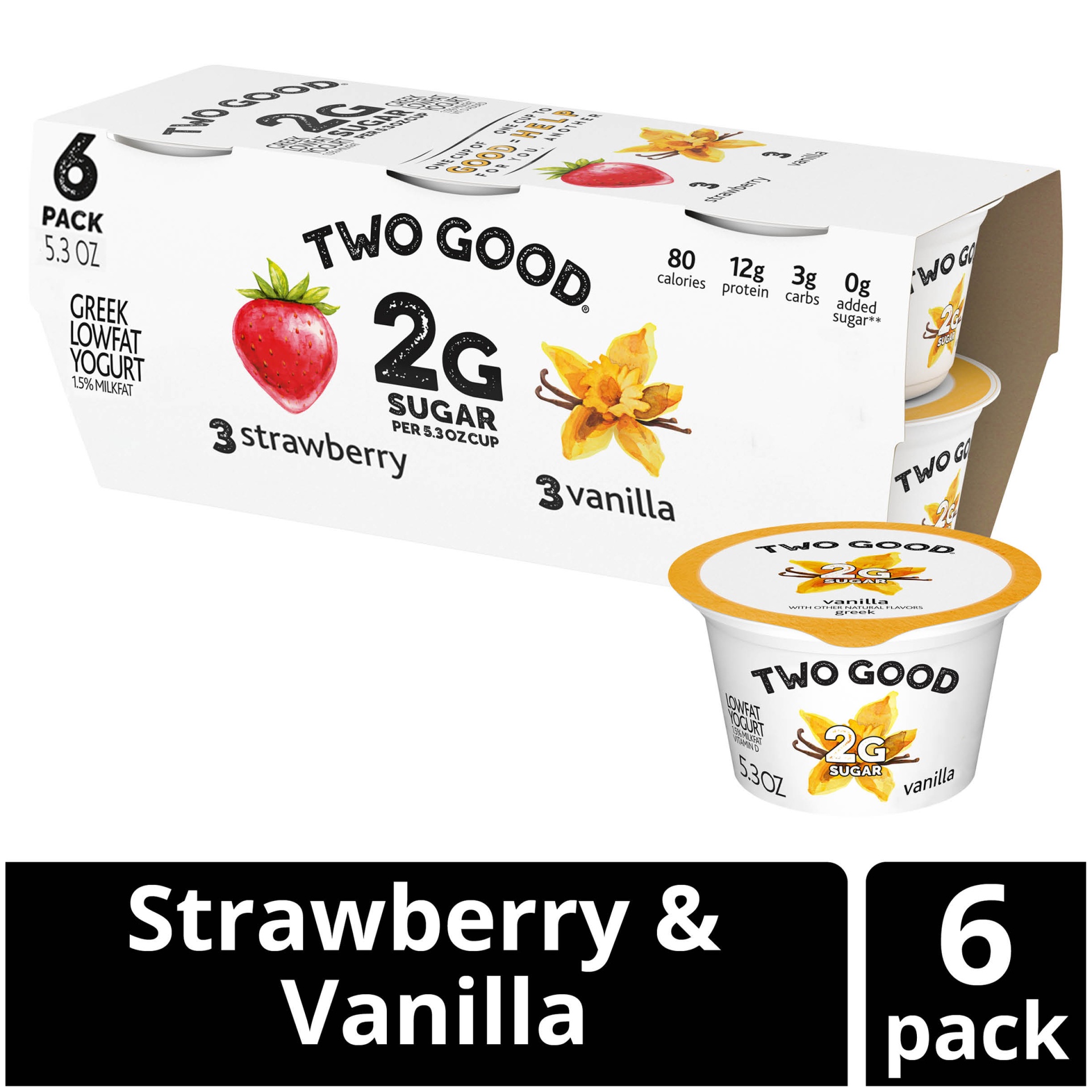 Two Good Strawberry & Vanilla Low Fat Lower Sugar Gluten Free Greek ...