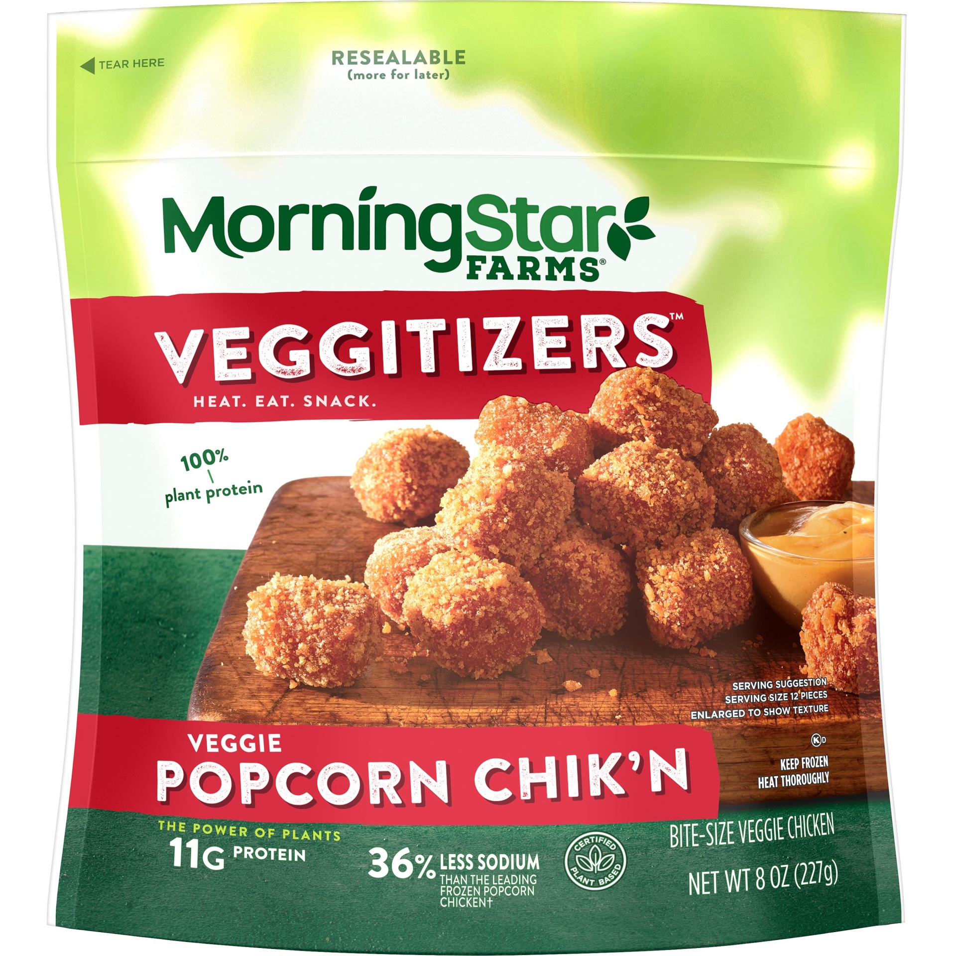 MorningStar Farms Veggitizers Meatless Popcorn Chicken, Plant Based ...