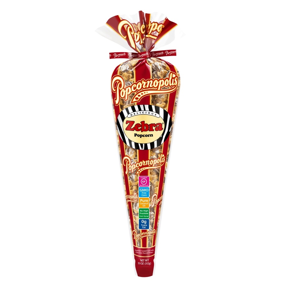 Popcornopolis Gourmet Zebra Popcorn Cone 11 oz | Shipt
