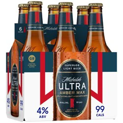 Michelob ULTRA Amber Max American Lager Beer 6 Pack, 12 fl oz Bottles 6 ...