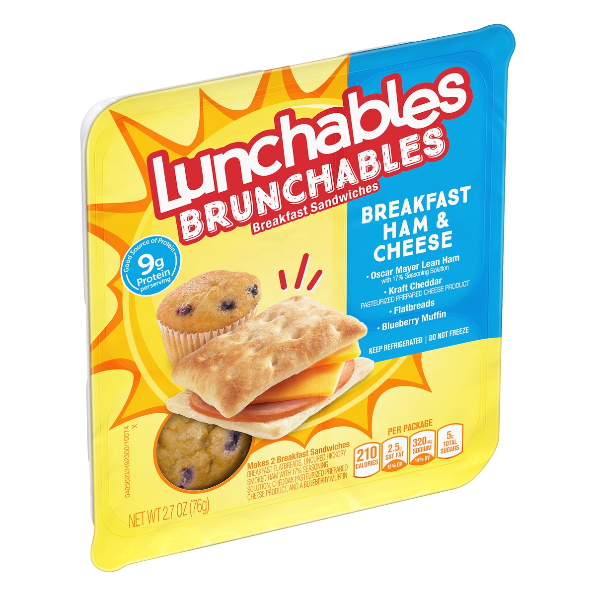 Lunchables Brunchables Breakfast Sandwiches Meal Kit with Ham, Cheddar Cheese, Flatbreads ...