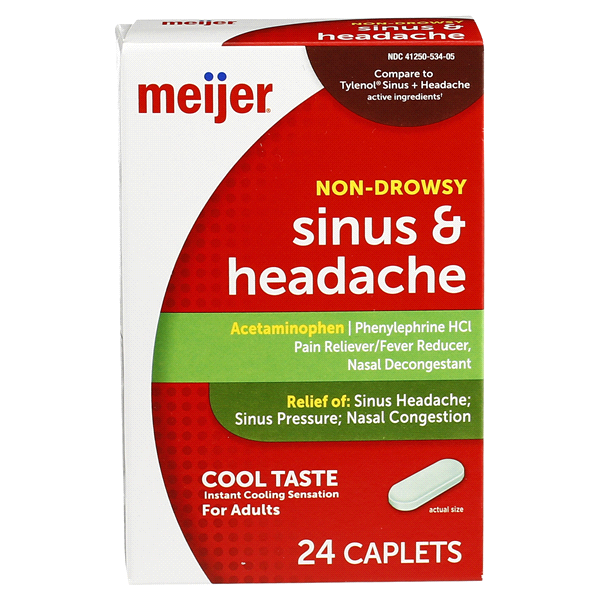 Meijer Non-Drowsy Sinus & Headache Caplets 24 ct | shipt