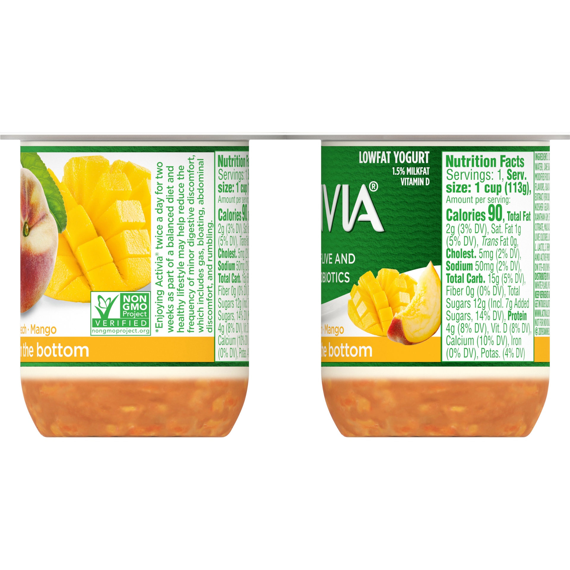 Dannon Activia Fruit Fusion Probiotic Lowfat Yogurt Peach & Mango 4 ct ...