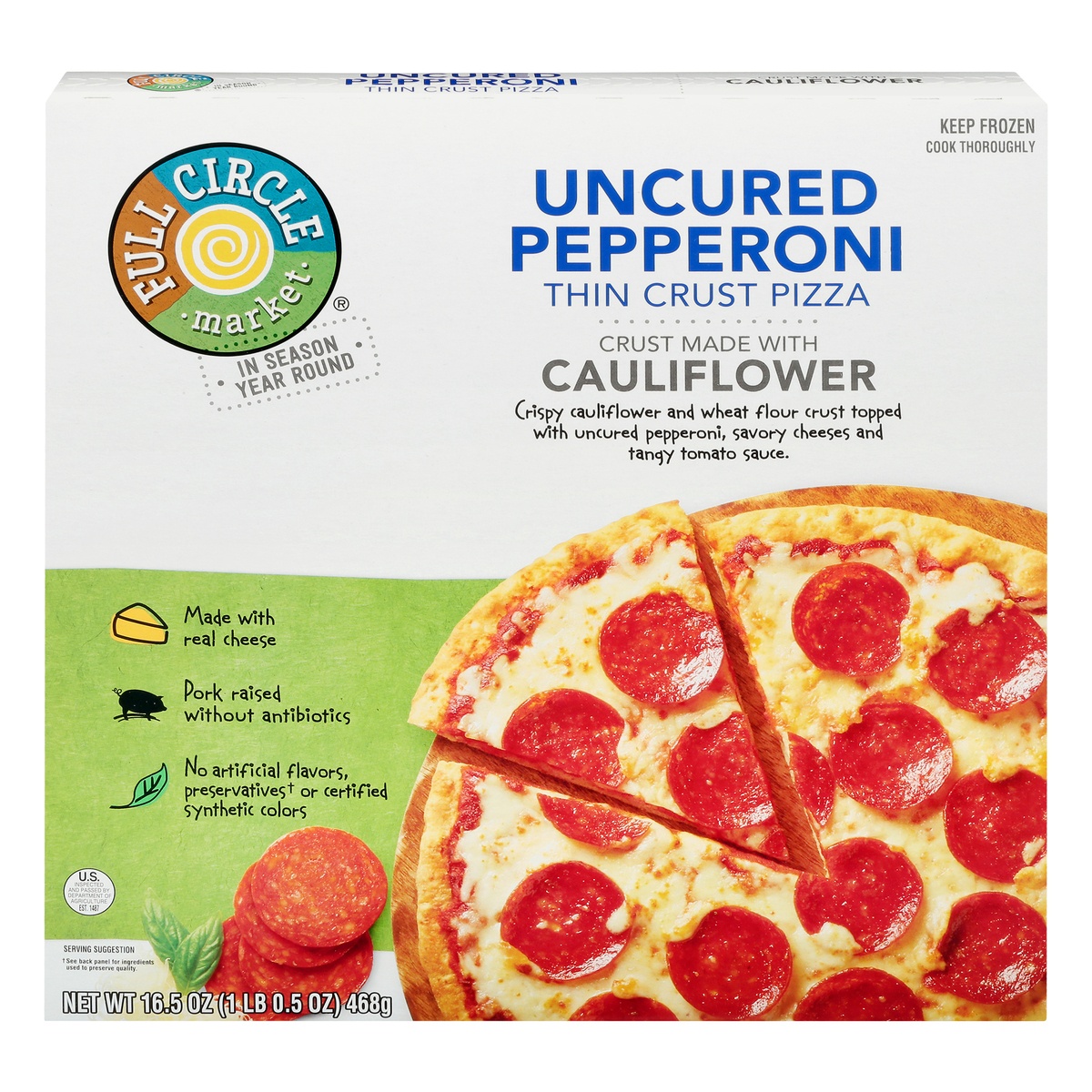 Full Circle Market Pizza, Thin Crust, Uncured Pepperoni 16.5 oz | Shipt