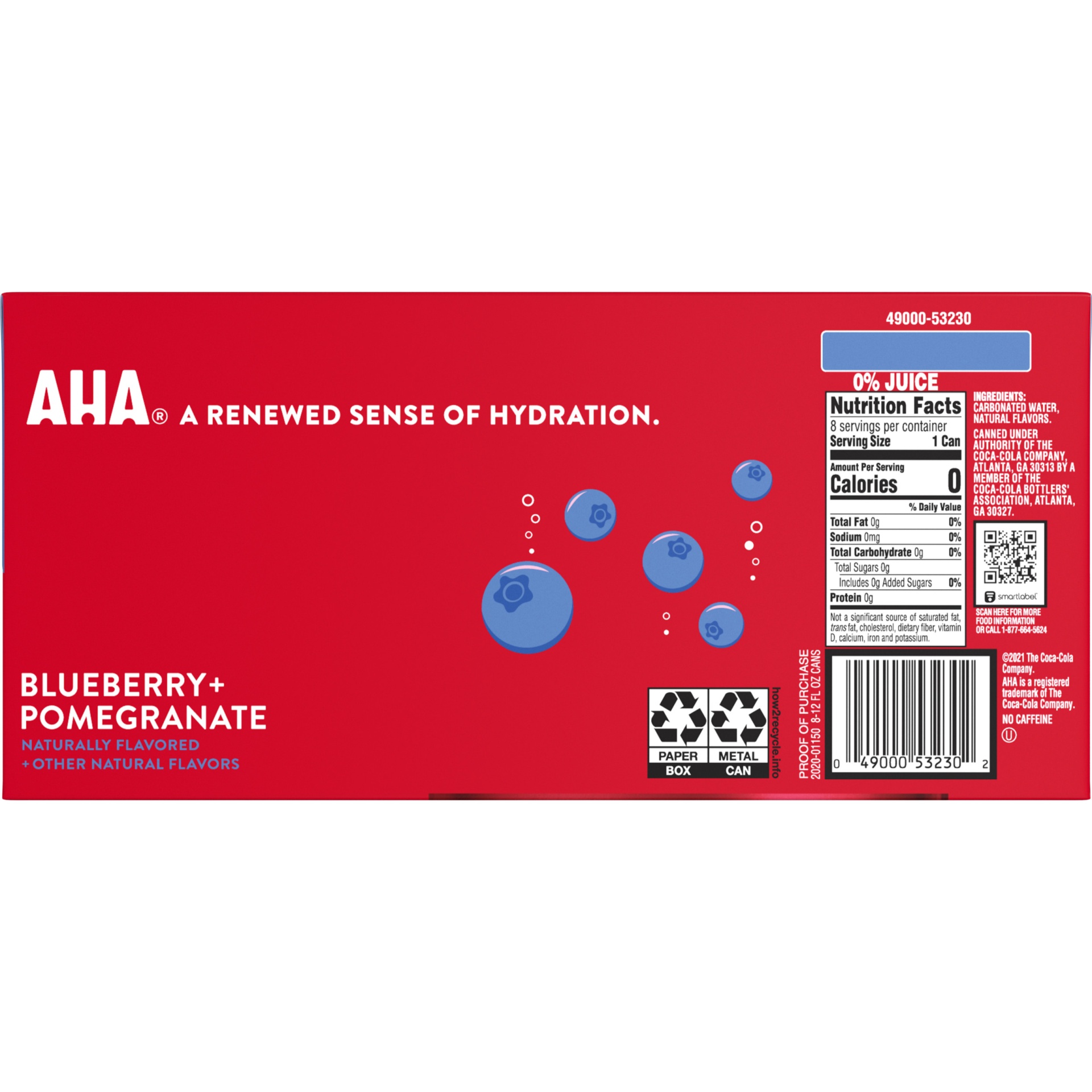 AHA Blueberry & Pomegranate Sparkling Water 8 ct; 12 fl oz | Shipt