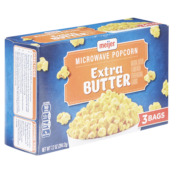 Meijer Extra Butter Microwave Popcorn 7.2 oz | shipt