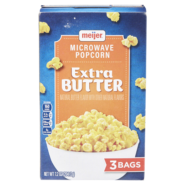 Meijer Extra Butter Microwave Popcorn 7.2 oz | shipt