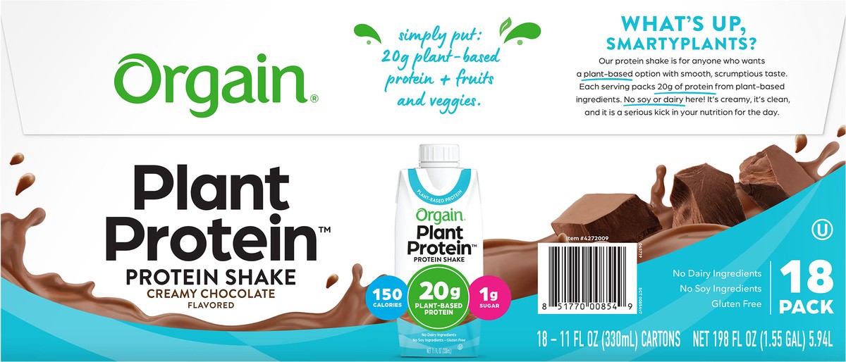 Orgain Plant-Based Protein Shake Creamy Chocolate 20 gram | Shipt