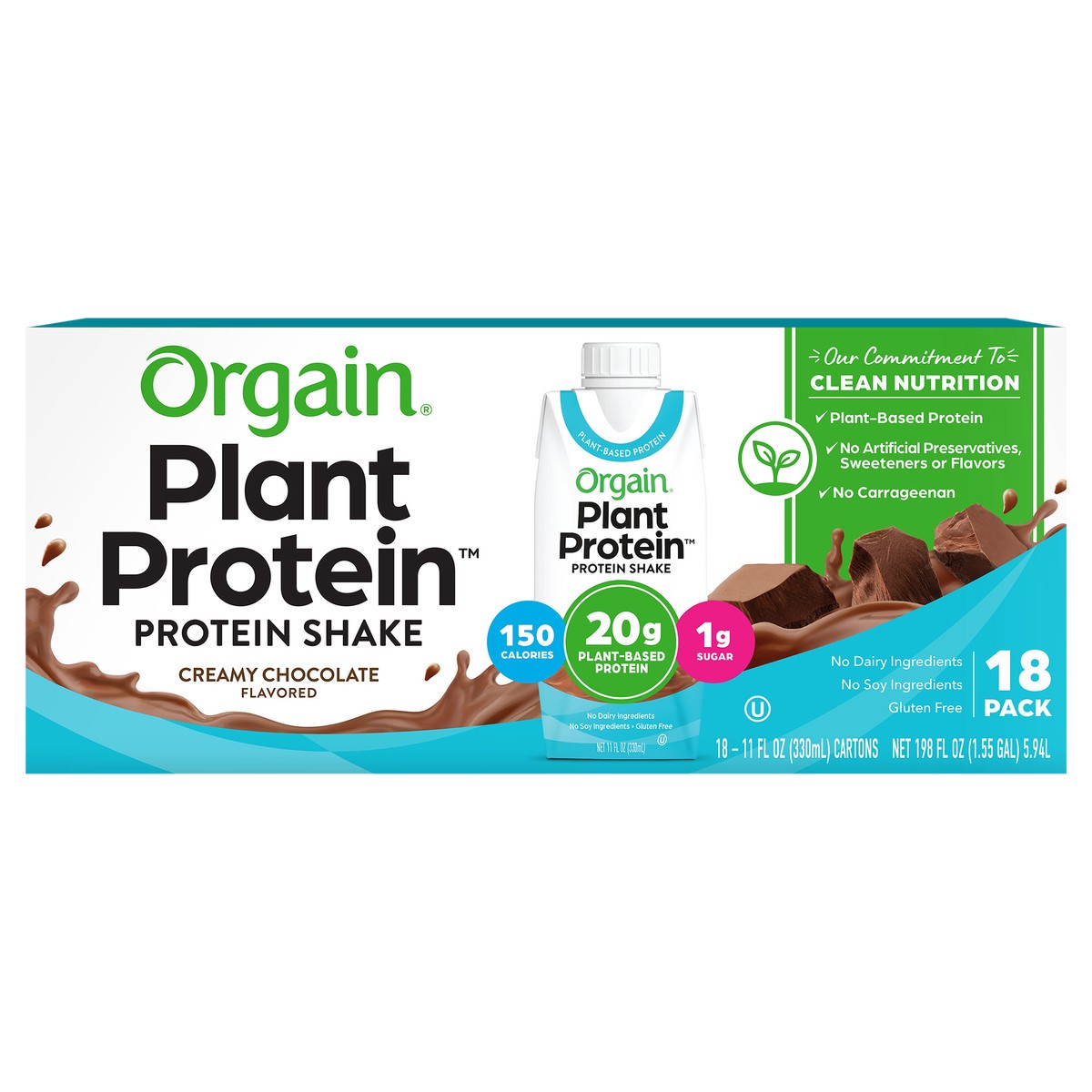 Orgain Plant-Based Protein Shake Creamy Chocolate 20 gram | Shipt