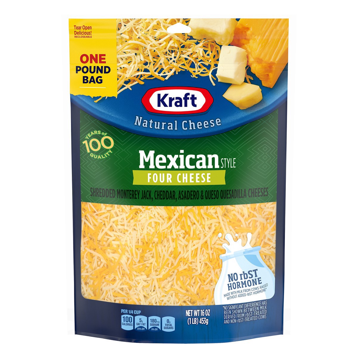 Kraft Mexican Style Four Cheese Blend Shredded Cheese, 16 oz Bag 16 oz | Shipt