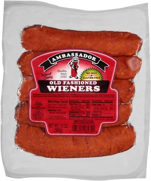Ambassador Natural Casing Old Fashioned Weiners 5 Ct Pack 13 oz | Shipt