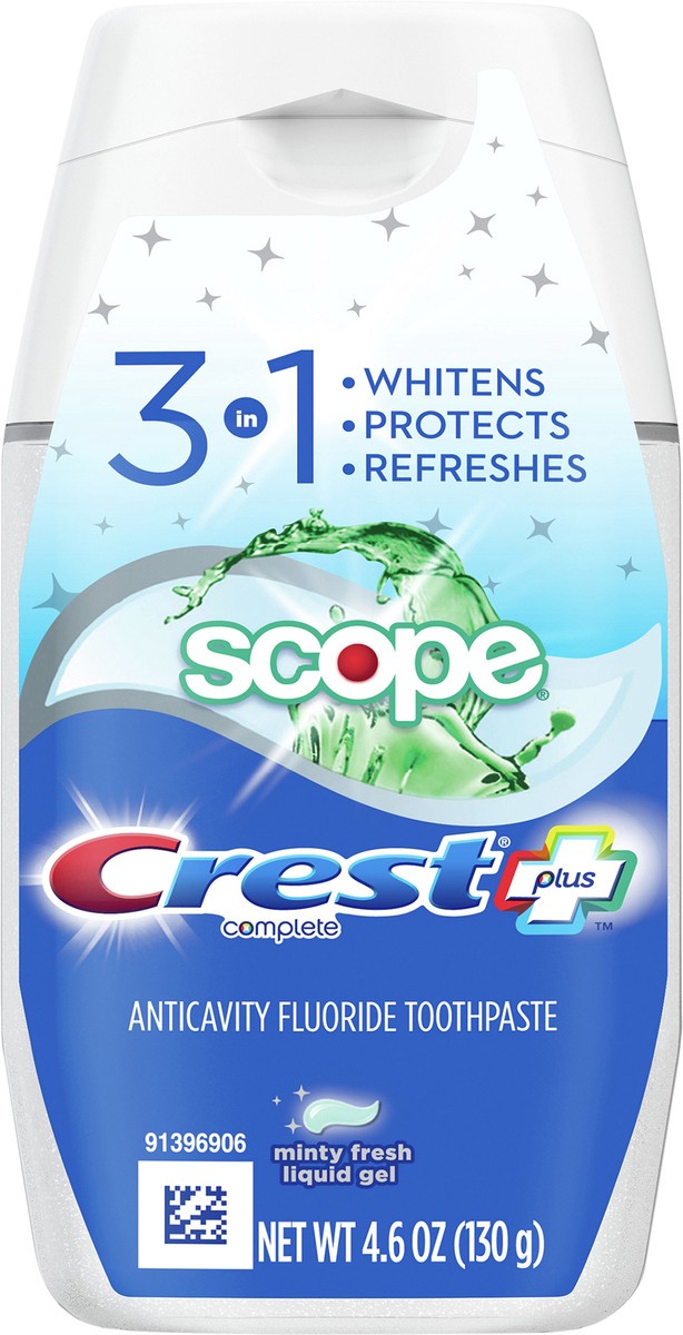 Crest Complete Plus Scope 3-In-1 Anticavity Fluoride Toothpaste, Minty ...