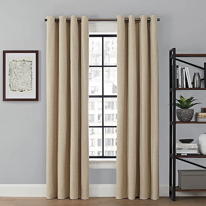 Brookstone Saville Grommet 100% Blackout Window Curtain Panel - Sand ...