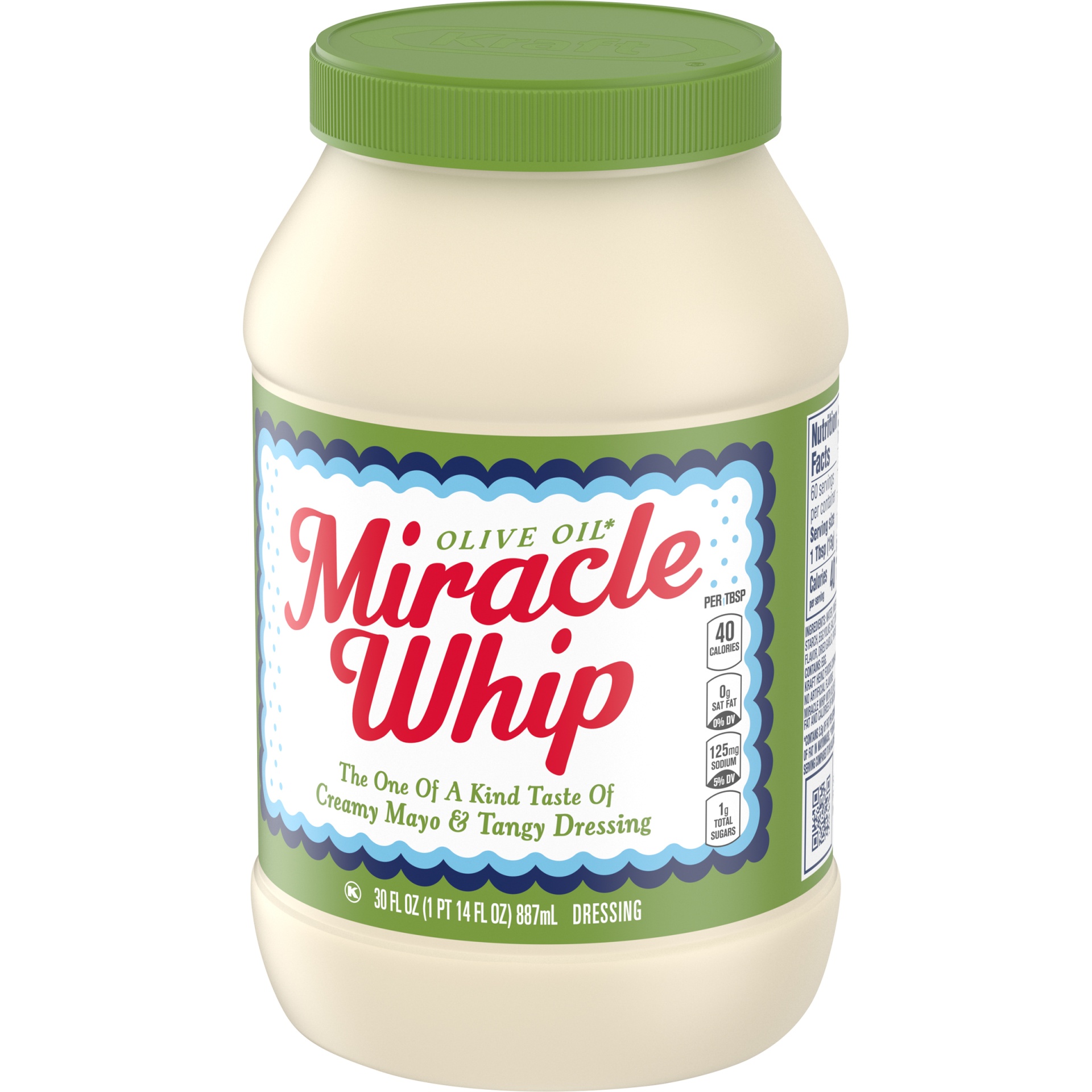 Miracle Whip Mayo-like Dressing with Olive Oil, 30 fl oz Jar 30 fl. oz ...