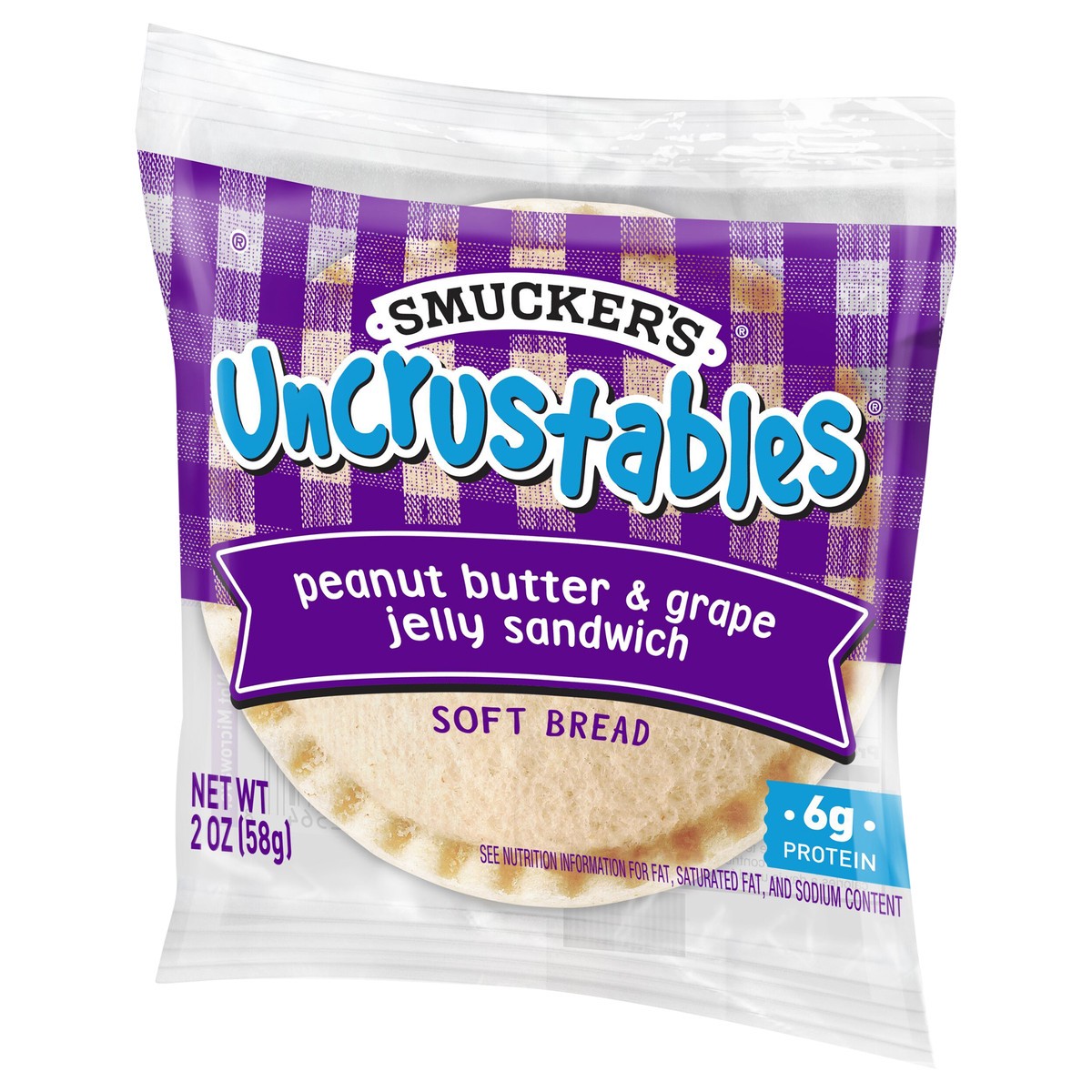 Smucker's Uncrustables Sandwich Peanut Butter & Grape Jelly Soft Bread ...