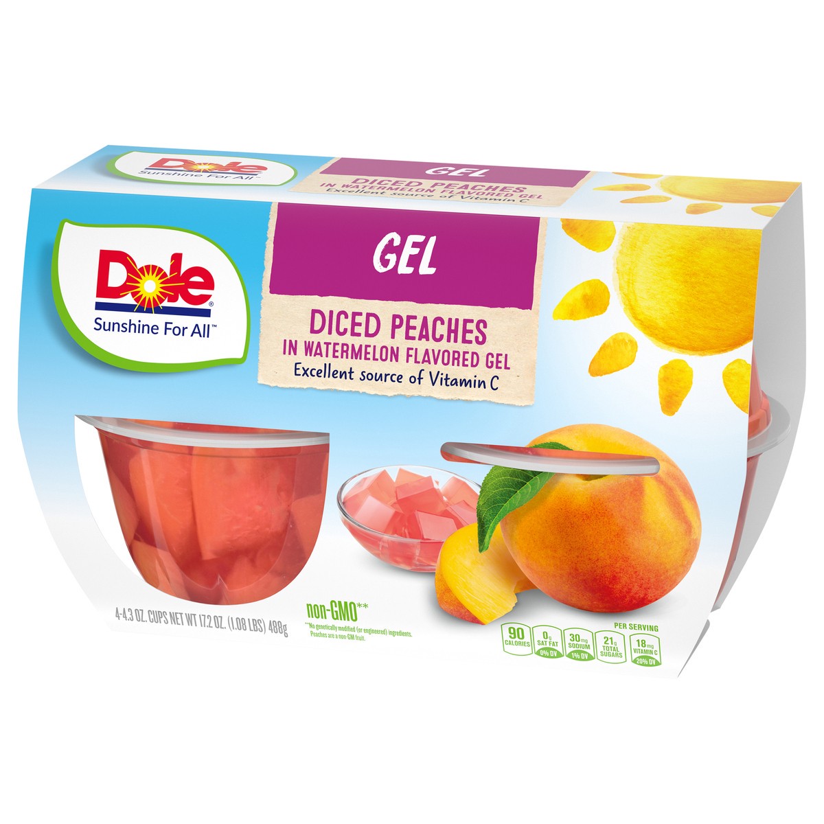 Dole Peaches In Watermelon Flavored Gel 4 ct; 4.3 oz | Shipt