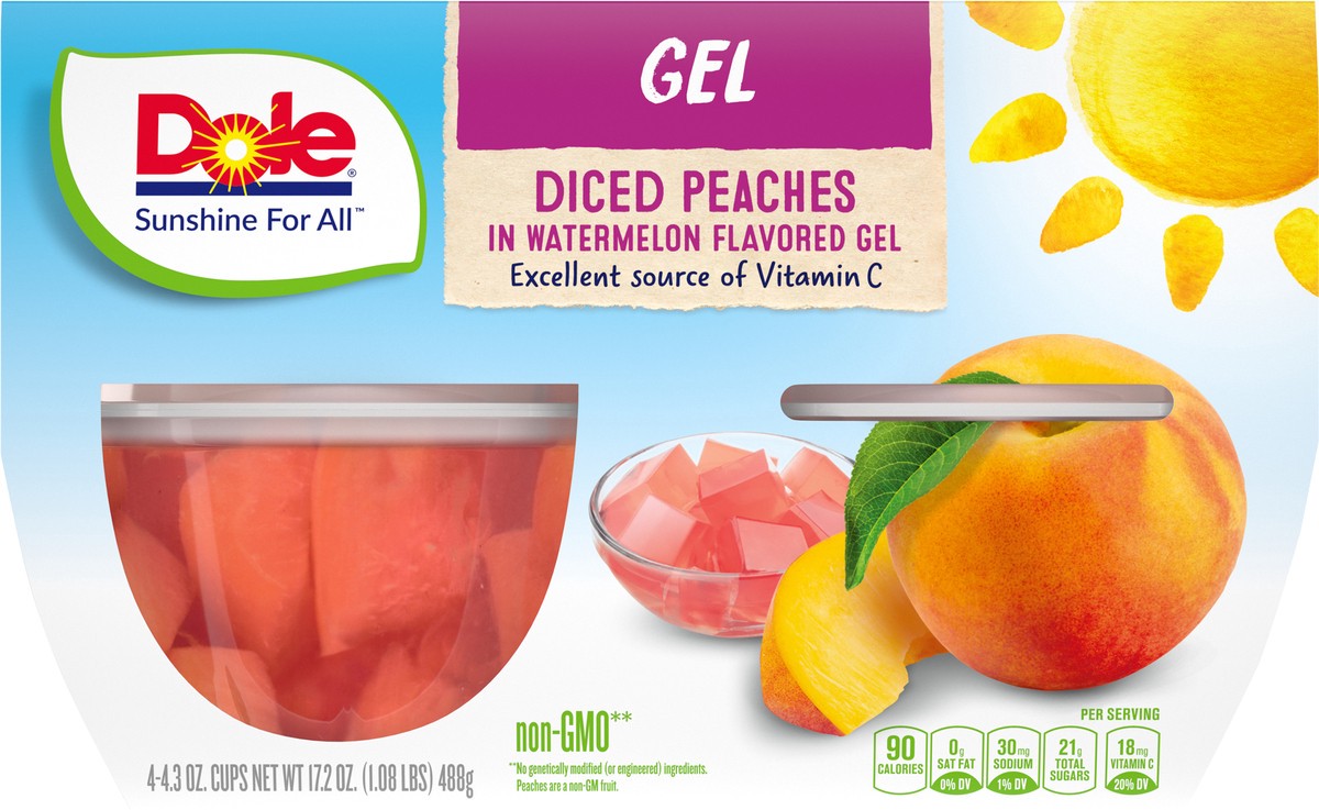 Dole Peaches In Watermelon Flavored Gel 4 ct; 4.3 oz | Shipt