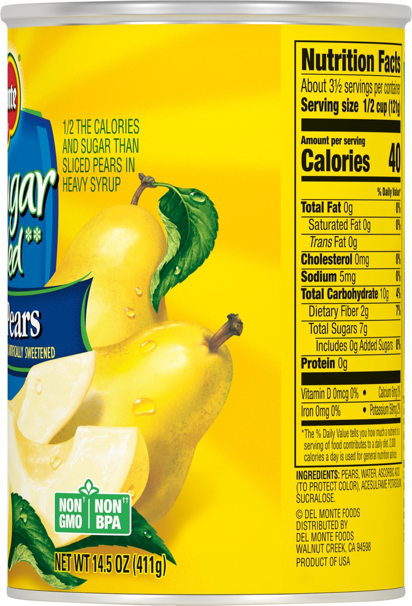 Del Monte No Sugar Added Sliced Bartlett Pears Packed In Water 14.5 oz ...