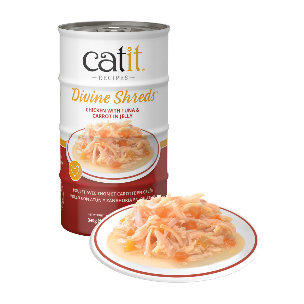 Catit Wet Cat Food Divine Shreds Chick/Tuna/Car 4 ct; 3 oz | shipt