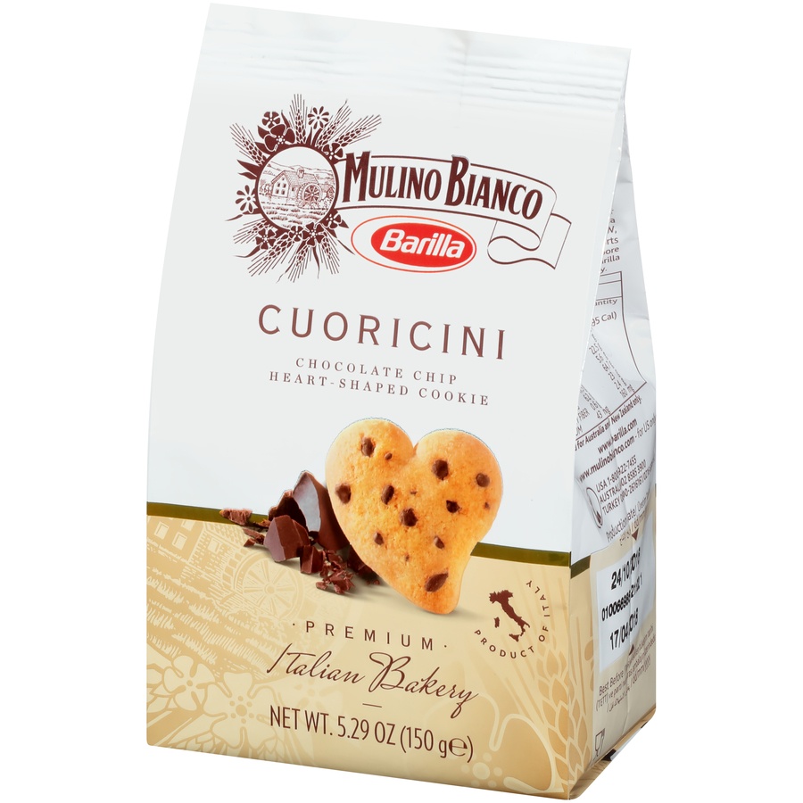 Barilla Mulino Bianco Cuoricini Chocolate Chip Heart-Shaped Cookie 5.3 ...