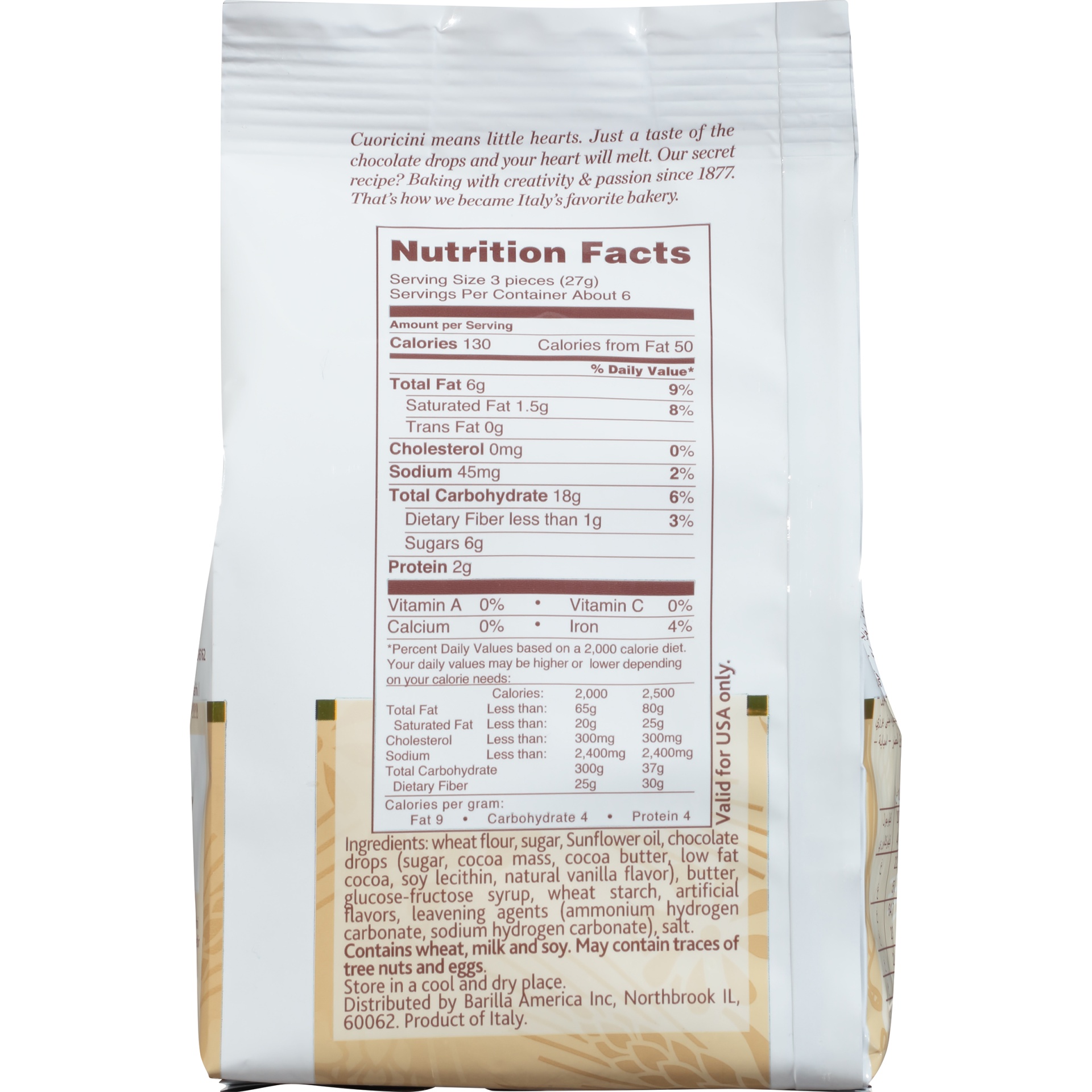 Barilla Mulino Bianco Cuoricini Chocolate Chip Heart-Shaped Cookie 5.3 ...