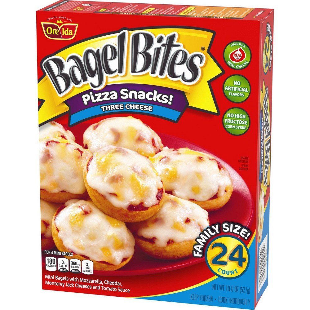 Bagel Bites Three Cheese Mini Pizza Bagel Frozen Snacks - 18.6oz/24ct ...