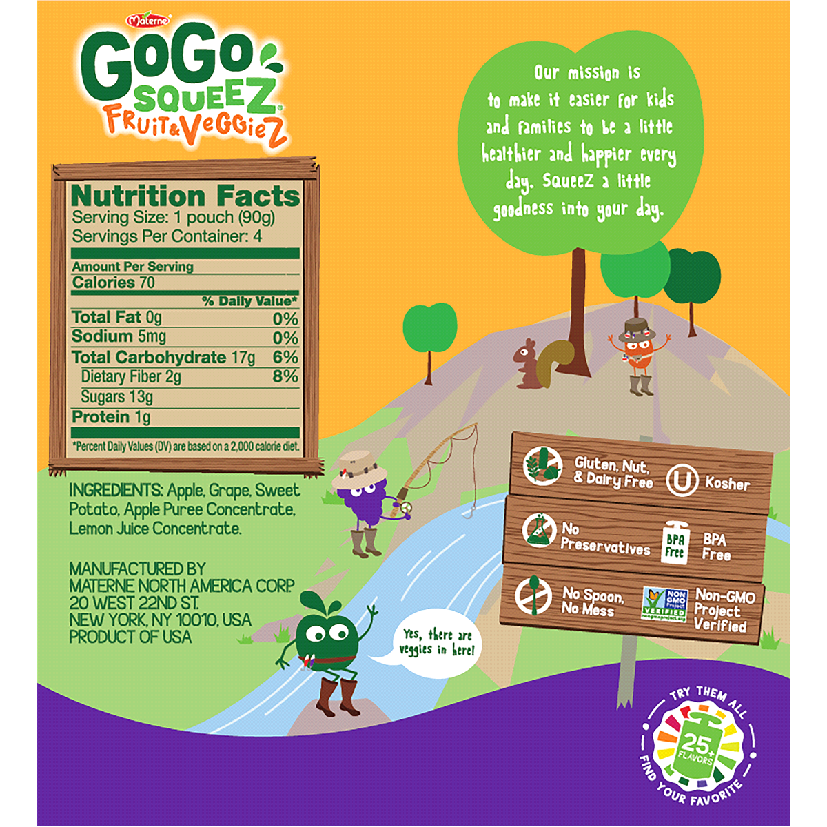 GoGo squeeZ Apple Grape & Sweet Potato Fruit & Veggiez Pouches 4 ct; 3. ...