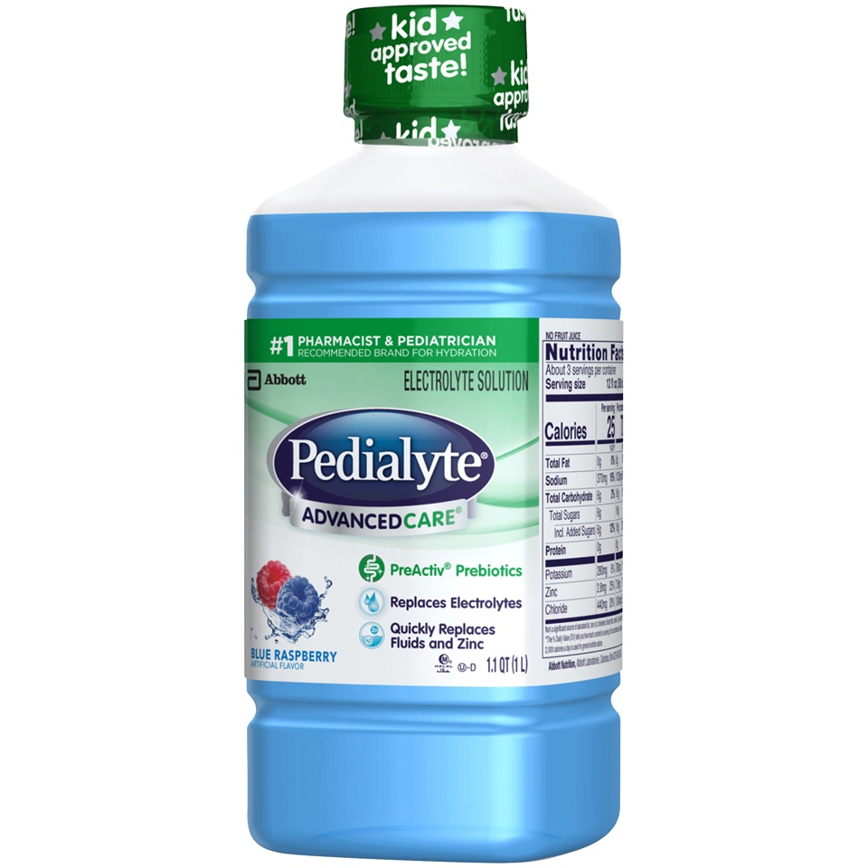 Pedialyte Advanced Care Oral Electrolyte Solution Blue Raspberry 1l 33. ...