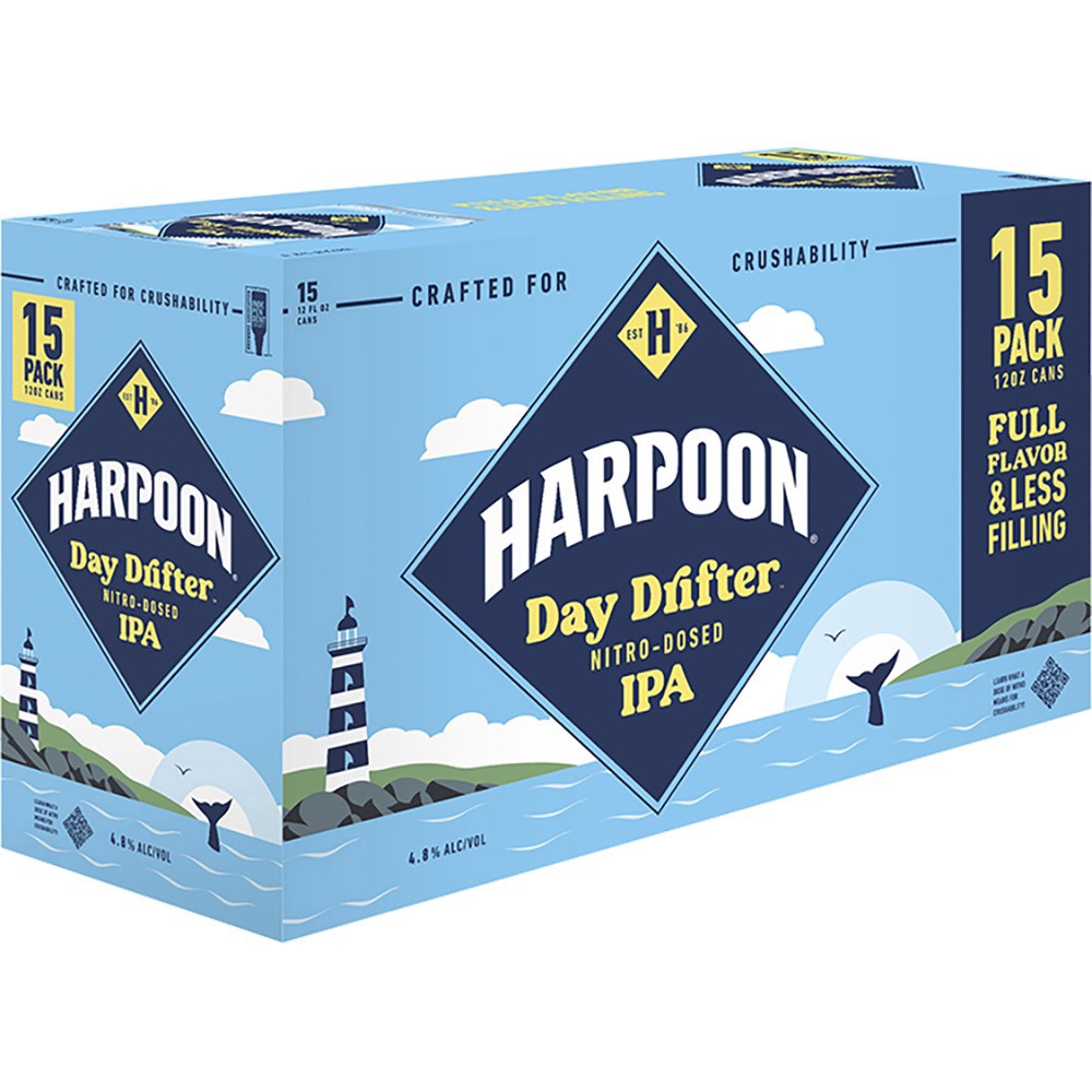 Harpoon Brewery Nitro-Dosed IPA Day Drifter Beer 15 - 12 fl oz Cans 15 ...