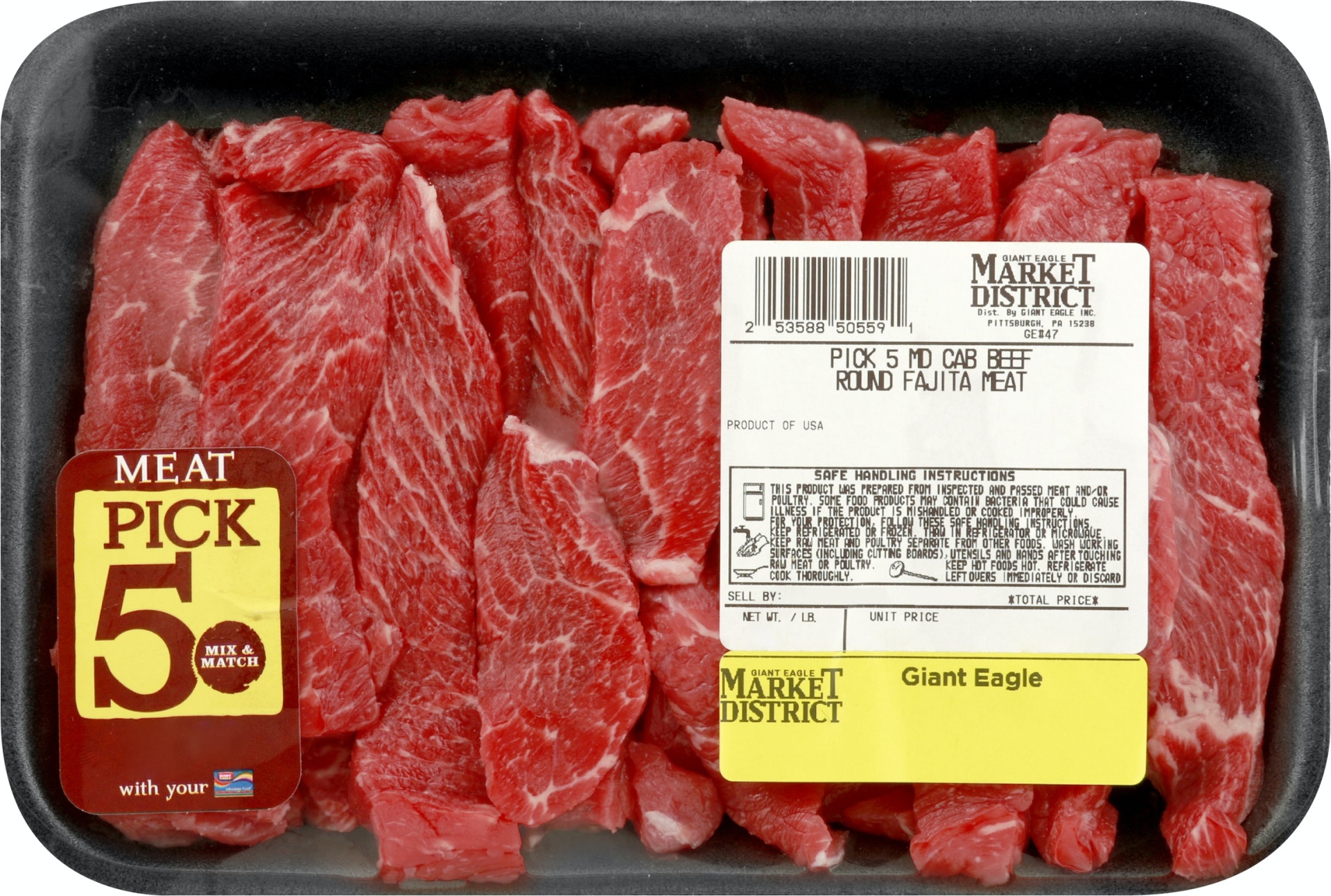 Market District Beef Round Fajita Meat, Pick 5, Certified Angus Beef 1 ...