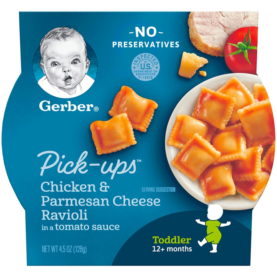Gerber Pasta Pick-ups, Chicken And Parmesan Cheese Ravioli In Tomato ...