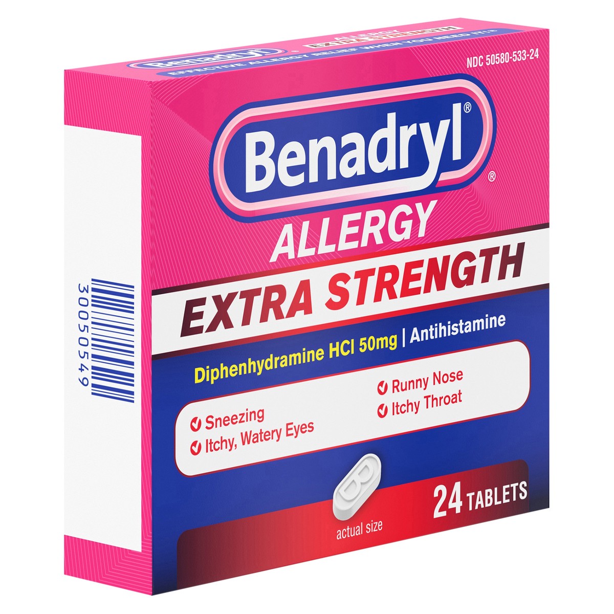 Benadryl Extra Strength Antihistamine Allergy Relief Medicine, 50 mg ...